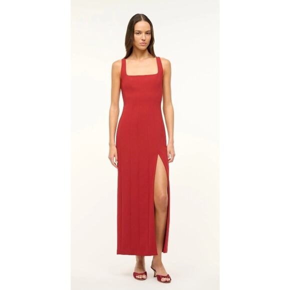 STAUD | Dresses | Nwt Staud Rouge Red Ankle Length Portrait Sleeveless ...